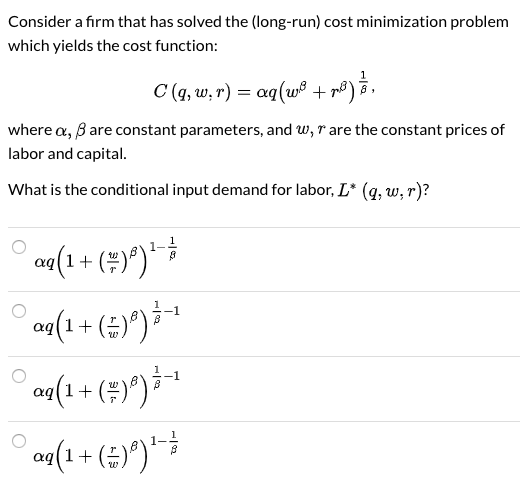 Solved Consider a firm that has solved the long-run) cost | Chegg.com