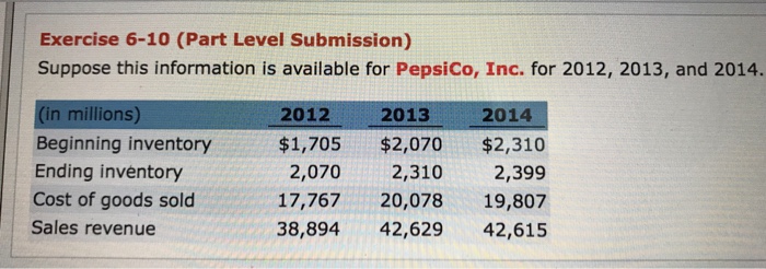 Solved Exercise 6-10 (Part Level Submission) Suppose this | Chegg.com