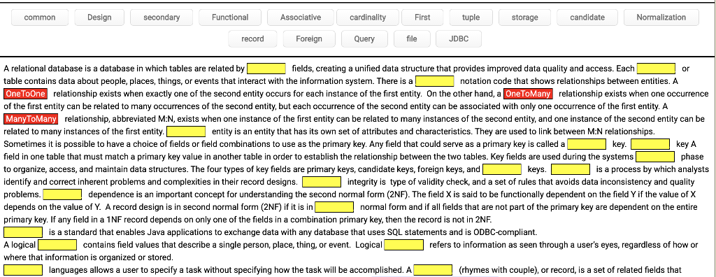 Solved common Design secondary Functional Associative | Chegg.com
