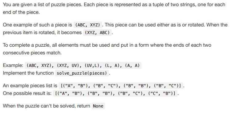 Solved You are given a list of puzzle pieces. Each piece is | Chegg.com