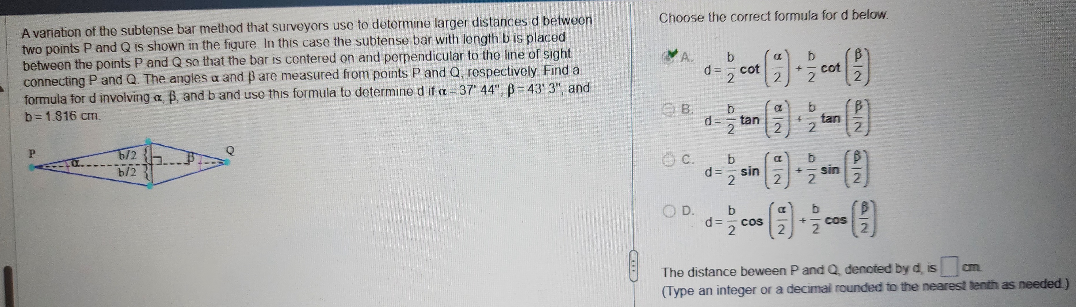 Solved A variation of the subtense bar method that surveyors | Chegg.com