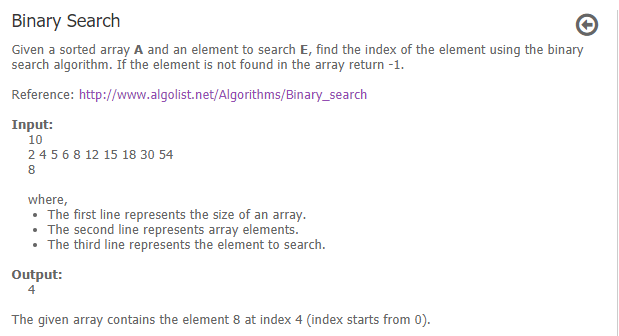 Solved Binary Search Given a sorted array A and an element | Chegg.com