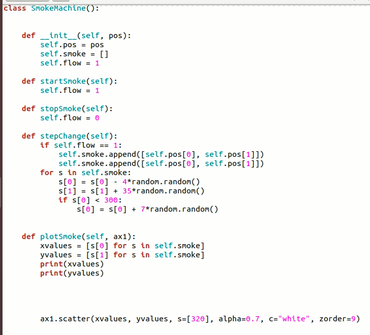 Solved class smokemachine(): def _init__(self, pos): | Chegg.com