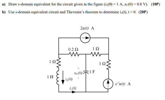 Solved a) Draw s-domain equivalent for the circuit given in | Chegg.com