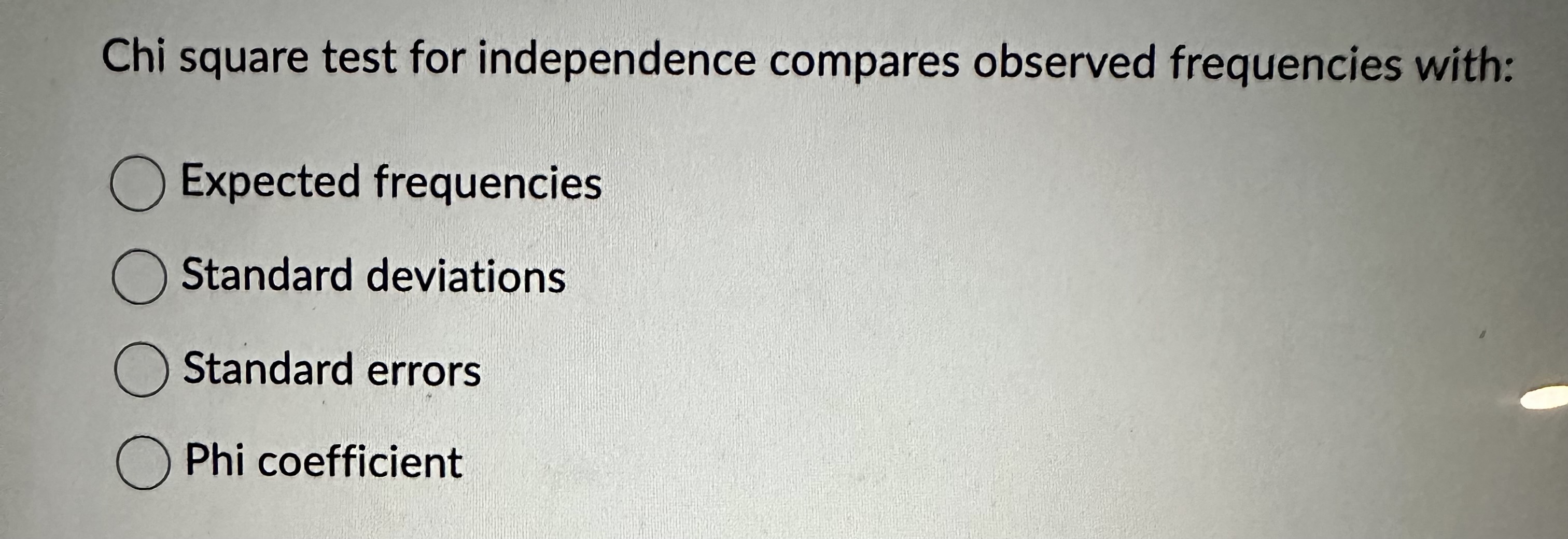 Solved Chi square test for independence compares observed | Chegg.com