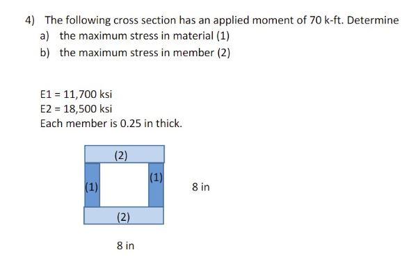 Solved 4) The following cross section has an applied moment | Chegg.com