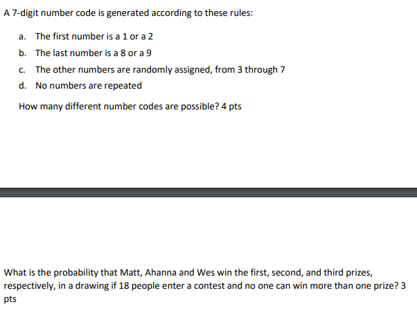 Solved A 7-digit number code is generated according to these | Chegg.com
