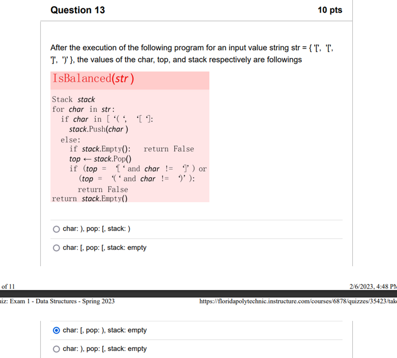 Solved After the execution of the following program for an | Chegg.com