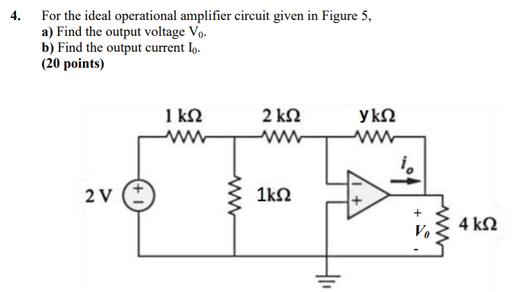 Solved 4. For the ideal operational amplifier circuit given | Chegg.com