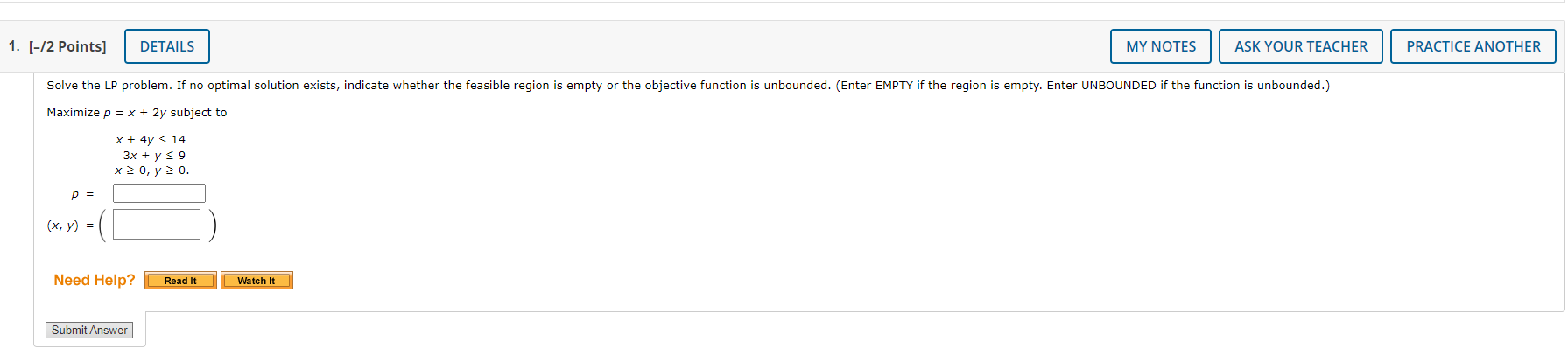 Solved [-/2 ﻿Points]Need Help? | Chegg.com