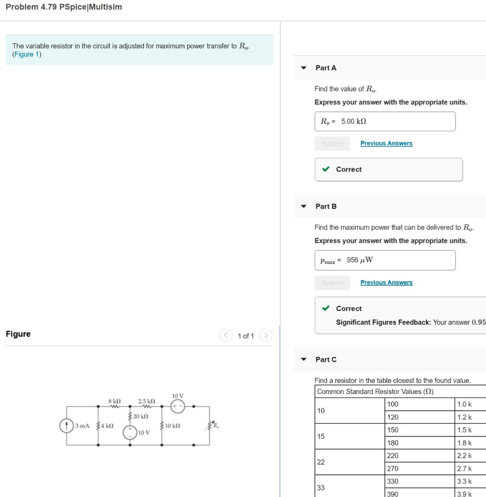 Solved Problem 4.79 PSpice Multisim The variable resistor in | Chegg.com