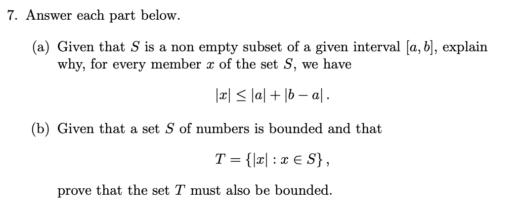Solved 7 Answer Each Part Below A Given That S Is A Non 