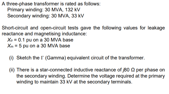 Solved A three-phase transformer is rated as follows: | Chegg.com