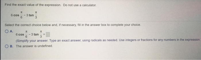 Solved Find the exact value of the expression. Do not use a | Chegg.com