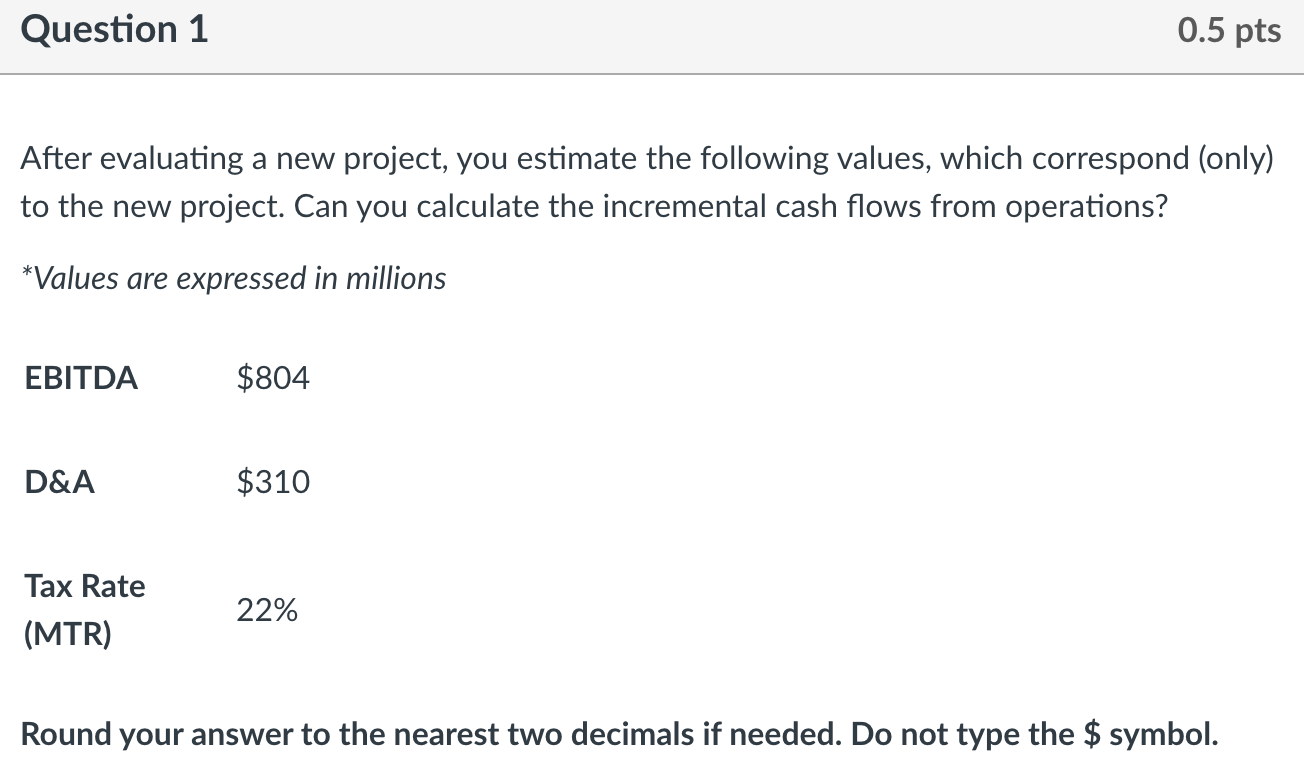 Solved After evaluating a new project, you estimate the | Chegg.com