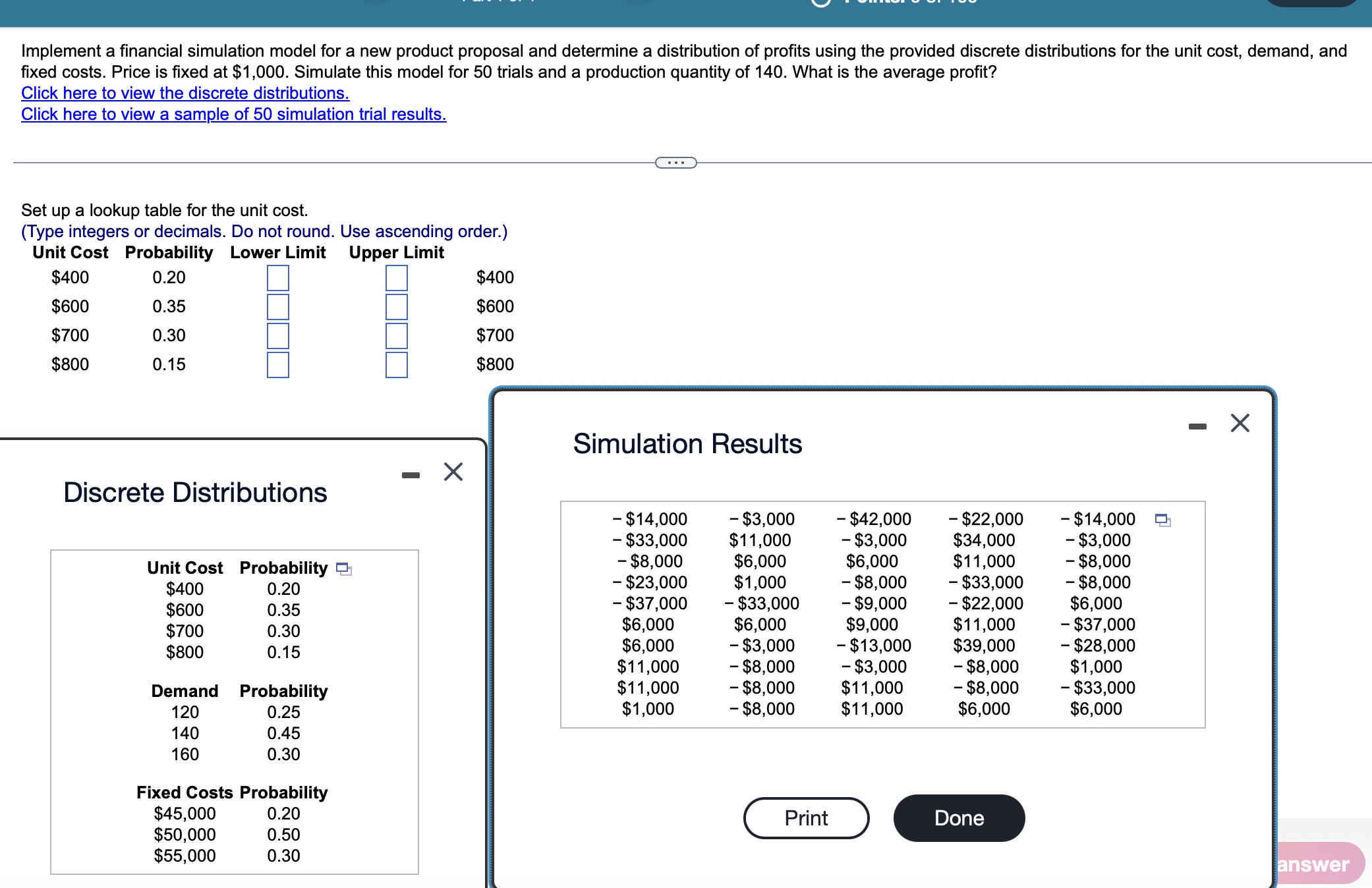 Solved Implement a financial simulation model for a new | Chegg.com