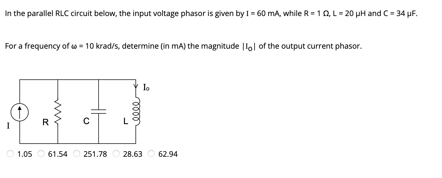 Solved In the parallel RLC circuit below, the input voltage | Chegg.com