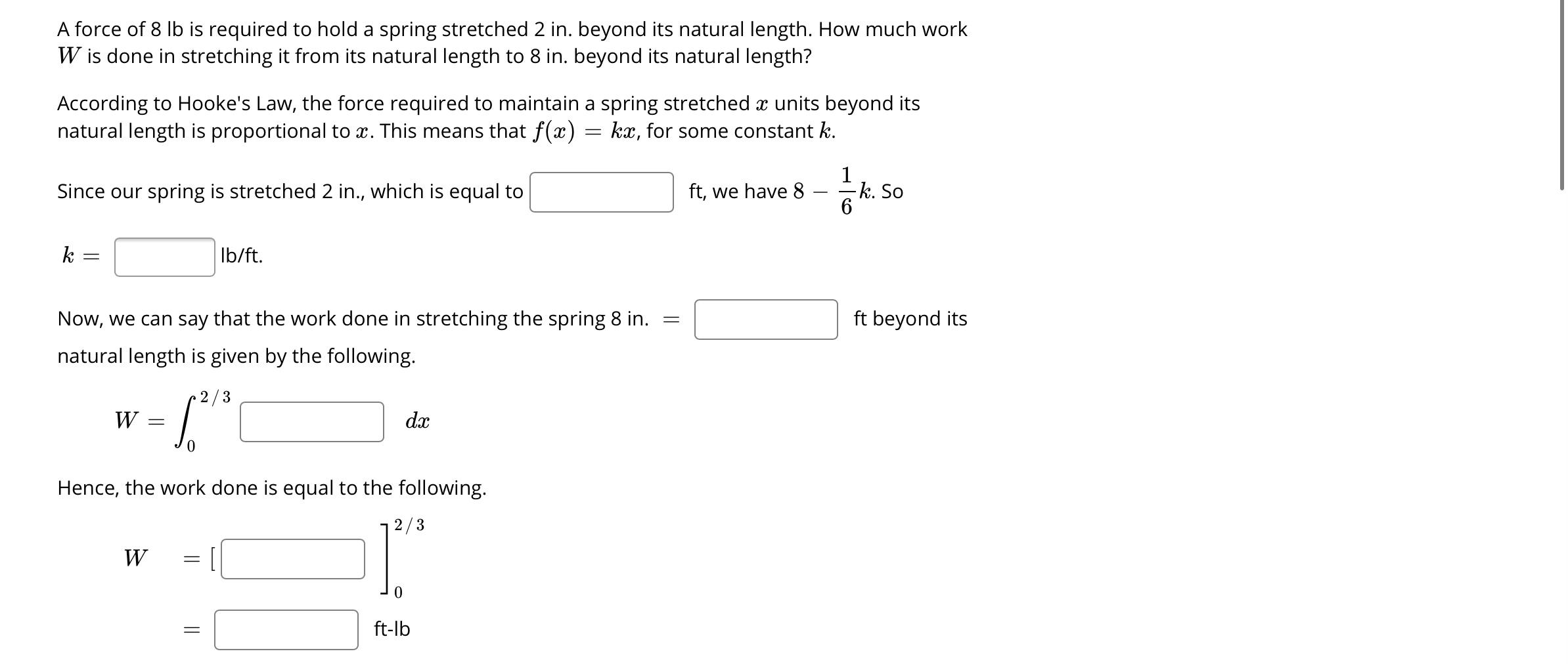 Solved A variable force of 4x – 2 pounds moves an object | Chegg.com