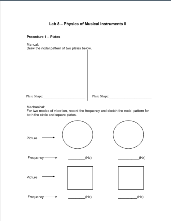 Solved Lab 8 - Physics of Musical Instruments II Procedure 1 | Chegg.com