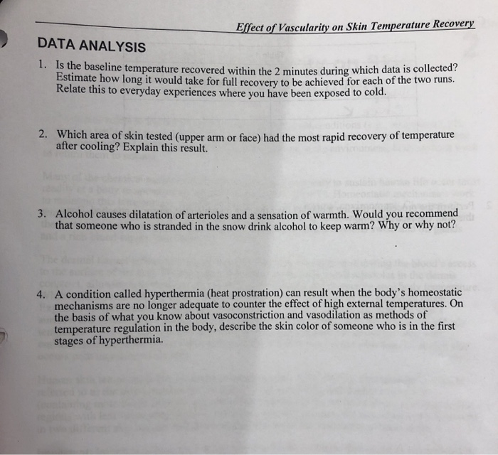 Solved Effect of Vascularity on Skin Temperature Recovery | Chegg.com