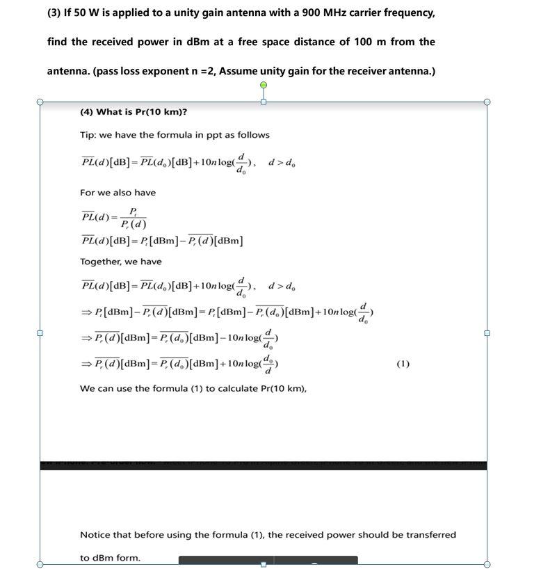 Solved (3) If 50 W is applied to a unity gain antenna with a | Chegg.com