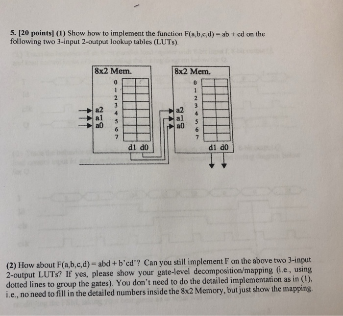 Solved 5. 120 points] (1) Show how to implement the function | Chegg.com