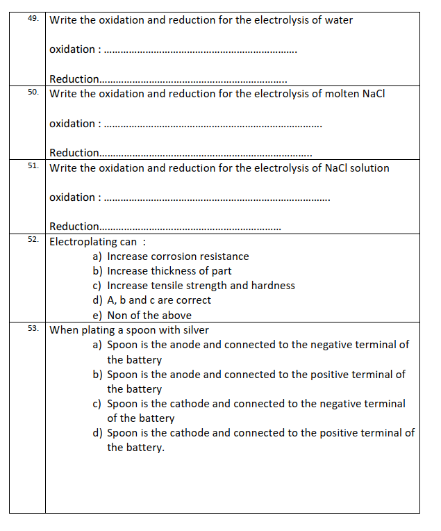 Solved 49. Write the oxidation and reduction for the | Chegg.com