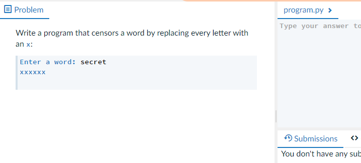 Solved Problem program.py > Type your answer to "Letters" | Chegg.com