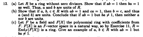 Solved 12. (a) Let R be a ring without zero divisors. Show | Chegg.com