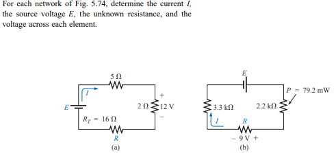 Solved For each network of Fig. 5.74, determine the current | Chegg.com