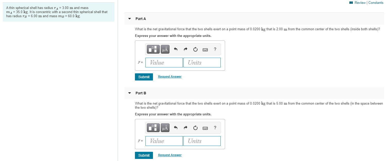 Solved Review Constants A thin spherical shell has radius r | Chegg.com