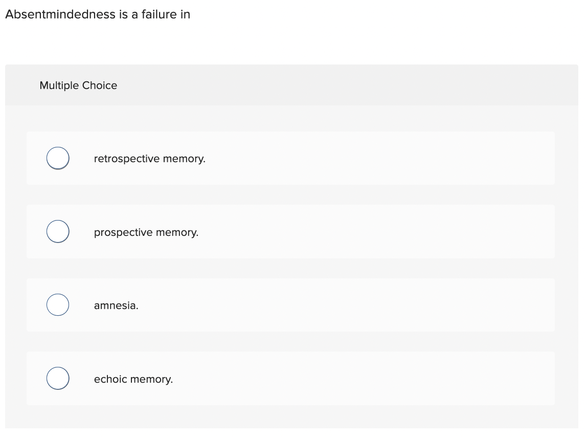 Solved Absentmindedness is a failure in Multiple Choice | Chegg.com