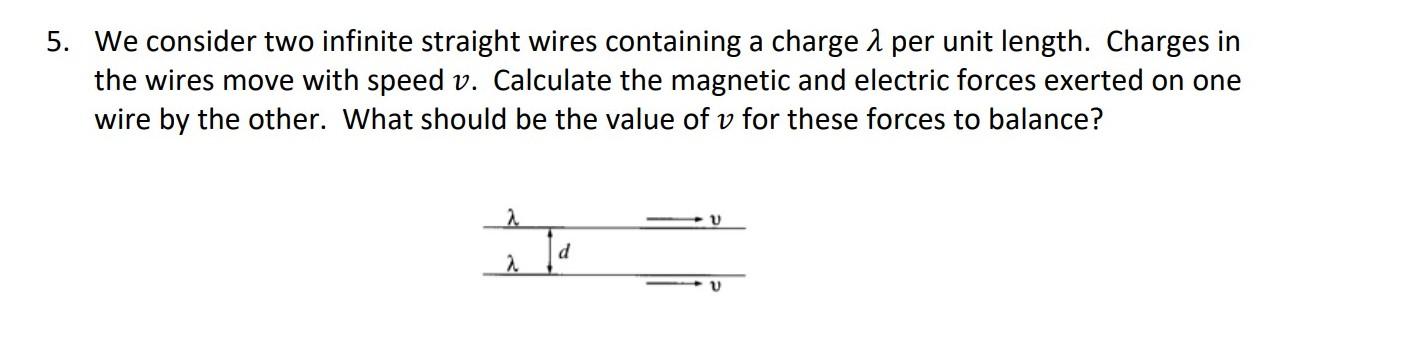 Solved 5. We consider two infinite straight wires containing | Chegg.com