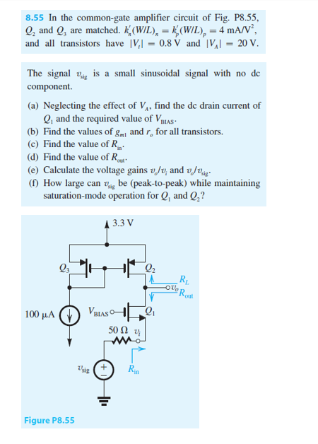 Solved 8.55 In the common-gate amplifier circuit of Fig. | Chegg.com