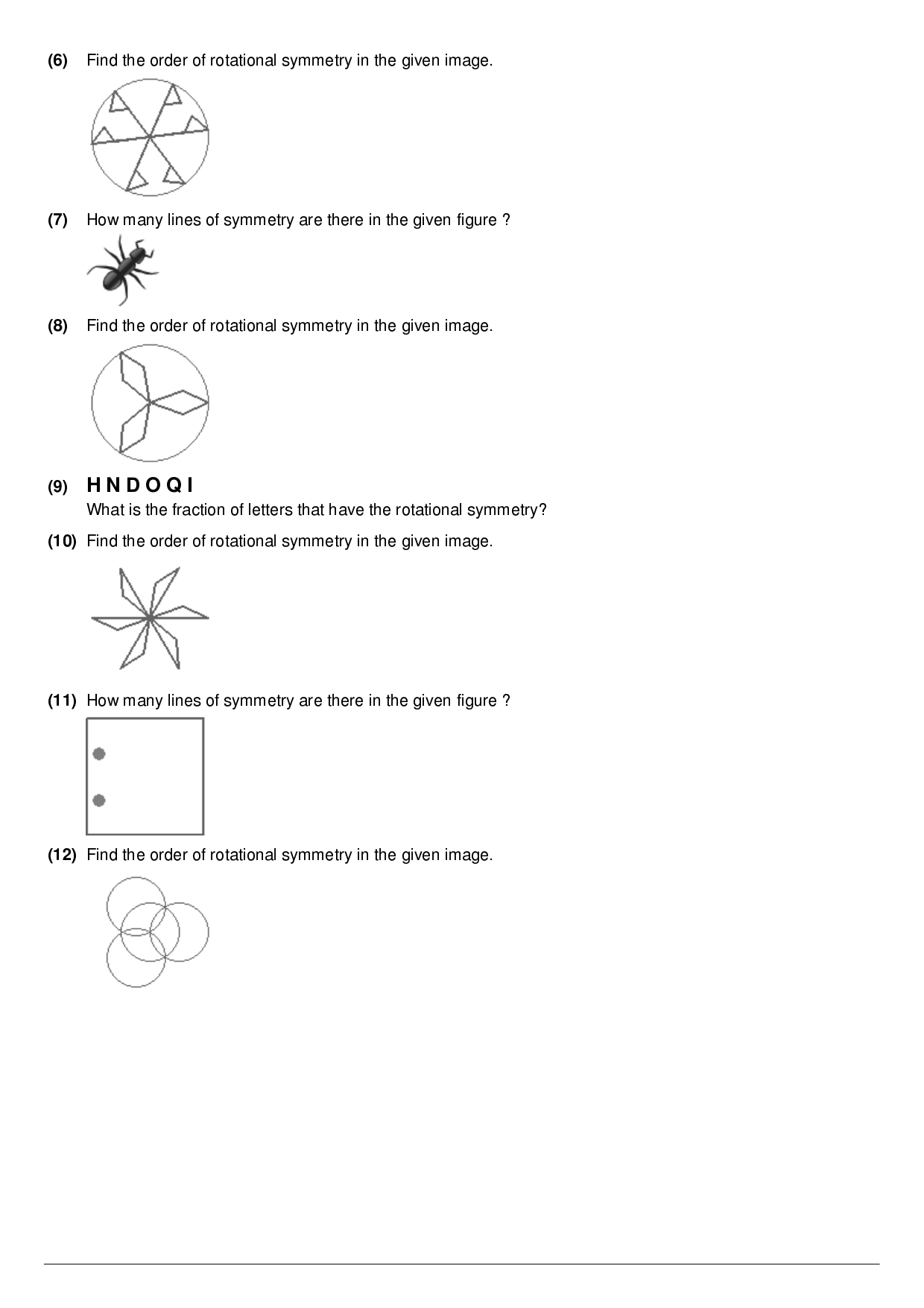 (6) ﻿Find the order of rotational symmetry in the | Chegg.com