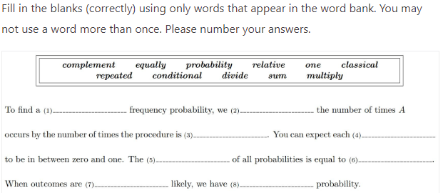 Solved Fill in the blanks (correctly) using only words that | Chegg.com