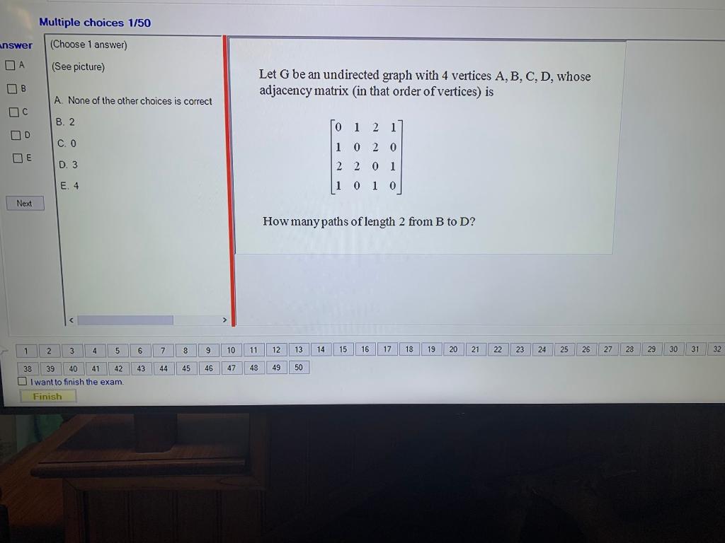 Solved Multiple choices 1/50 answer (Choose 1 answer) ПА | Chegg.com