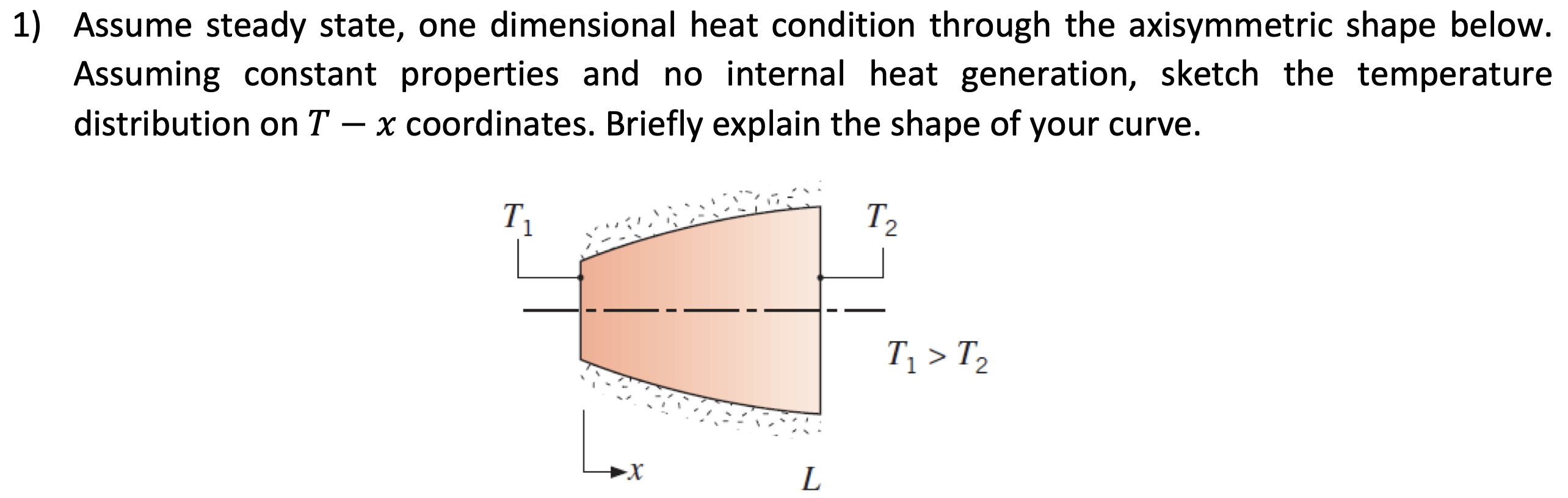 Solved 1) Assume steady state, one dimensional heat | Chegg.com