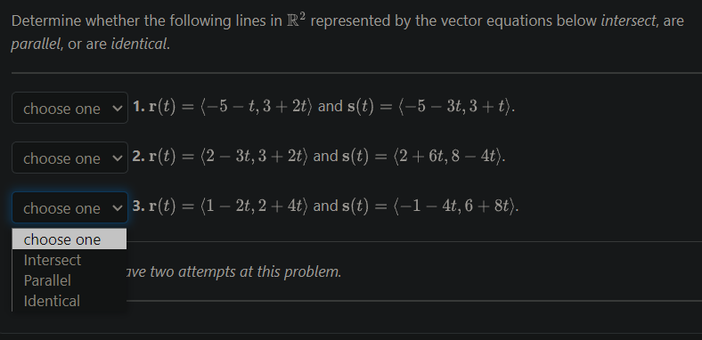 Solved Determine whether the following lines in R2 | Chegg.com