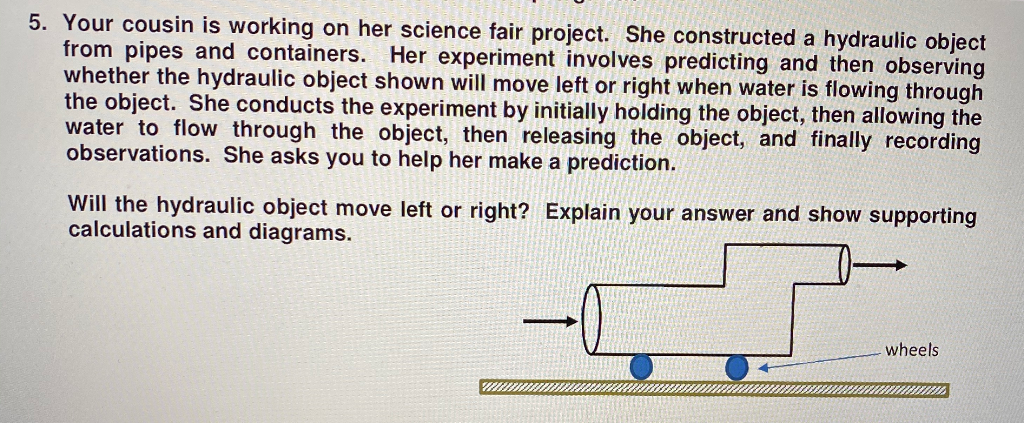 Solved TER 5. Your cousin is working on her science fair | Chegg.com