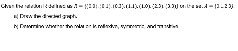 Solved Given the relation R defined as | Chegg.com