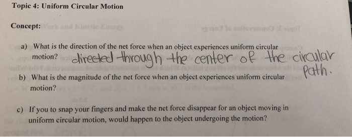 Solved Topic 4: Uniform Circular Motion Concept: What is the | Chegg.com