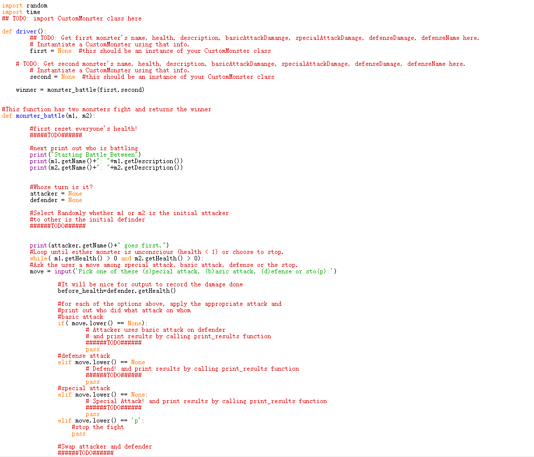 Solved Monster Battle In this lab we will create a battle | Chegg.com