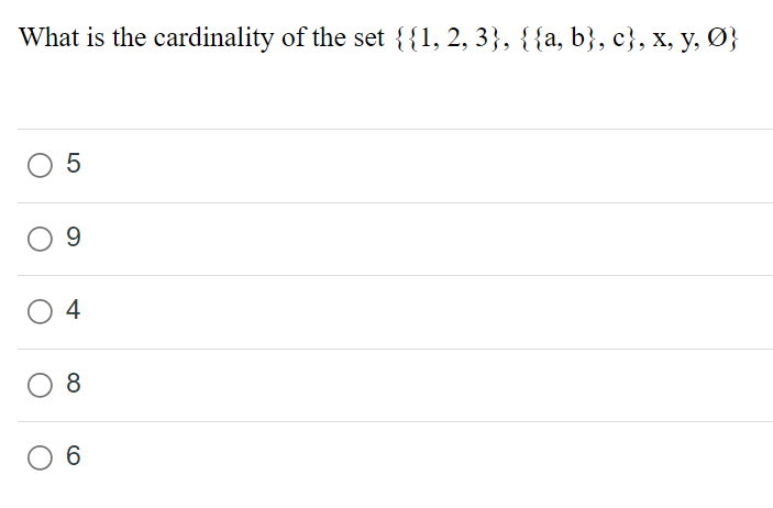 Solved What is the cardinality of the set | Chegg.com