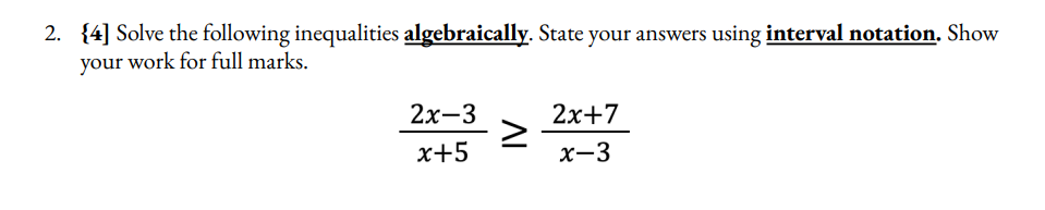 Solved 2. \{4] Solve the following inequalities | Chegg.com