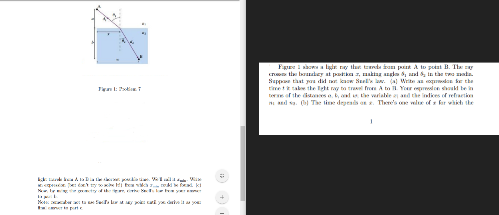 Solved Figure 1 shows a light ray that travels from point A | Chegg.com