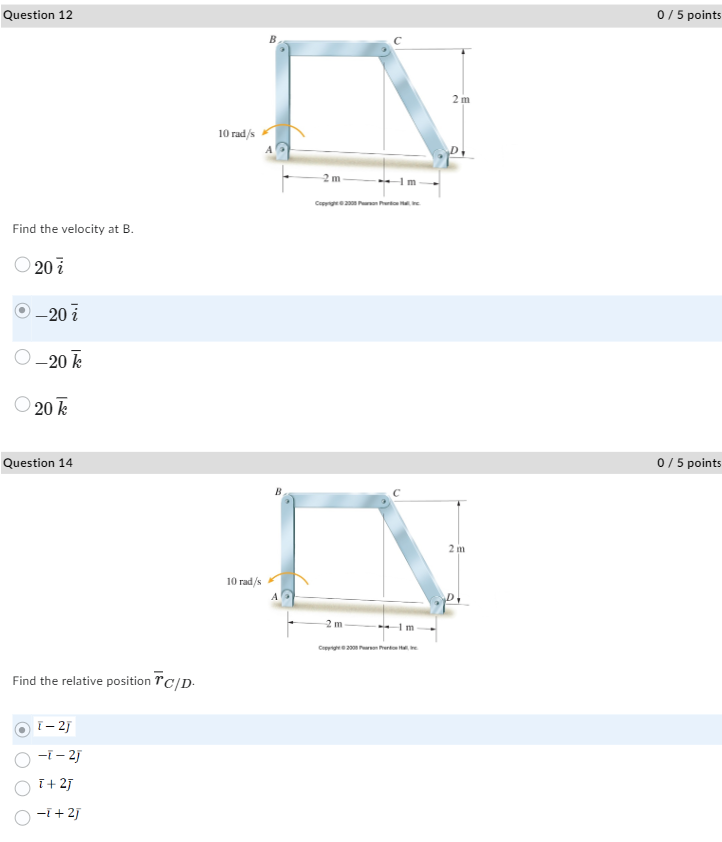 Solved 20iˉ−20iˉ−20kˉ20kˉ Question 14 Find the relative | Chegg.com