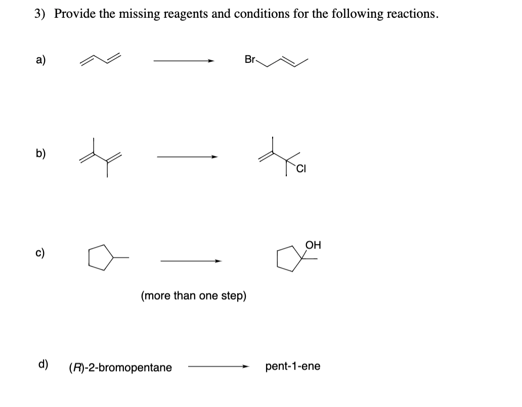 Solved Provide the missing reagents and conditions for the | Chegg.com