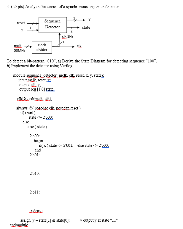 Solved 4. (20 pts) Analyze the circuit of a synchronous | Chegg.com
