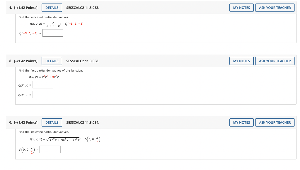 Solved Find the indicated partial derivatives. | Chegg.com
